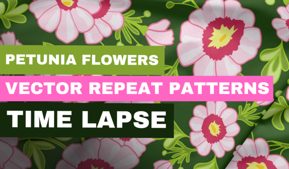 VIDEO: Time lapse pink petunia flowers vector repeat pattern in Adobe ...